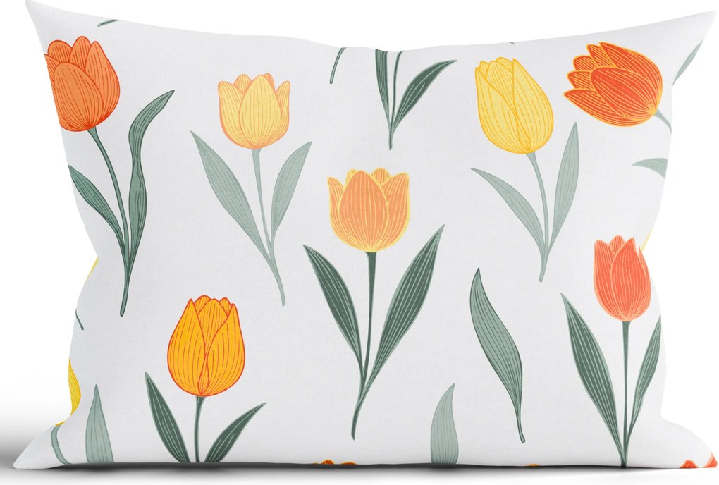 MK Lůžkoviny Bavlněný povlak na polštář Renforcé 50 x 70 cm - Květy tulipánů oranžové