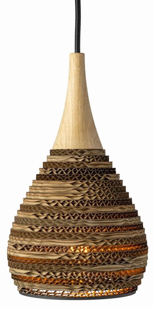 Kartonový lustr Cardboard CONE XS WOOD/15 cm/1x E27