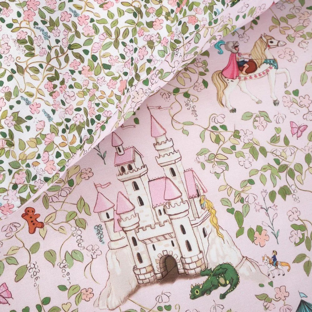 Růžové bavlněné dětské povlečení na jednolůžko 135x200 cm Fairytale – Belle &amp; Boo