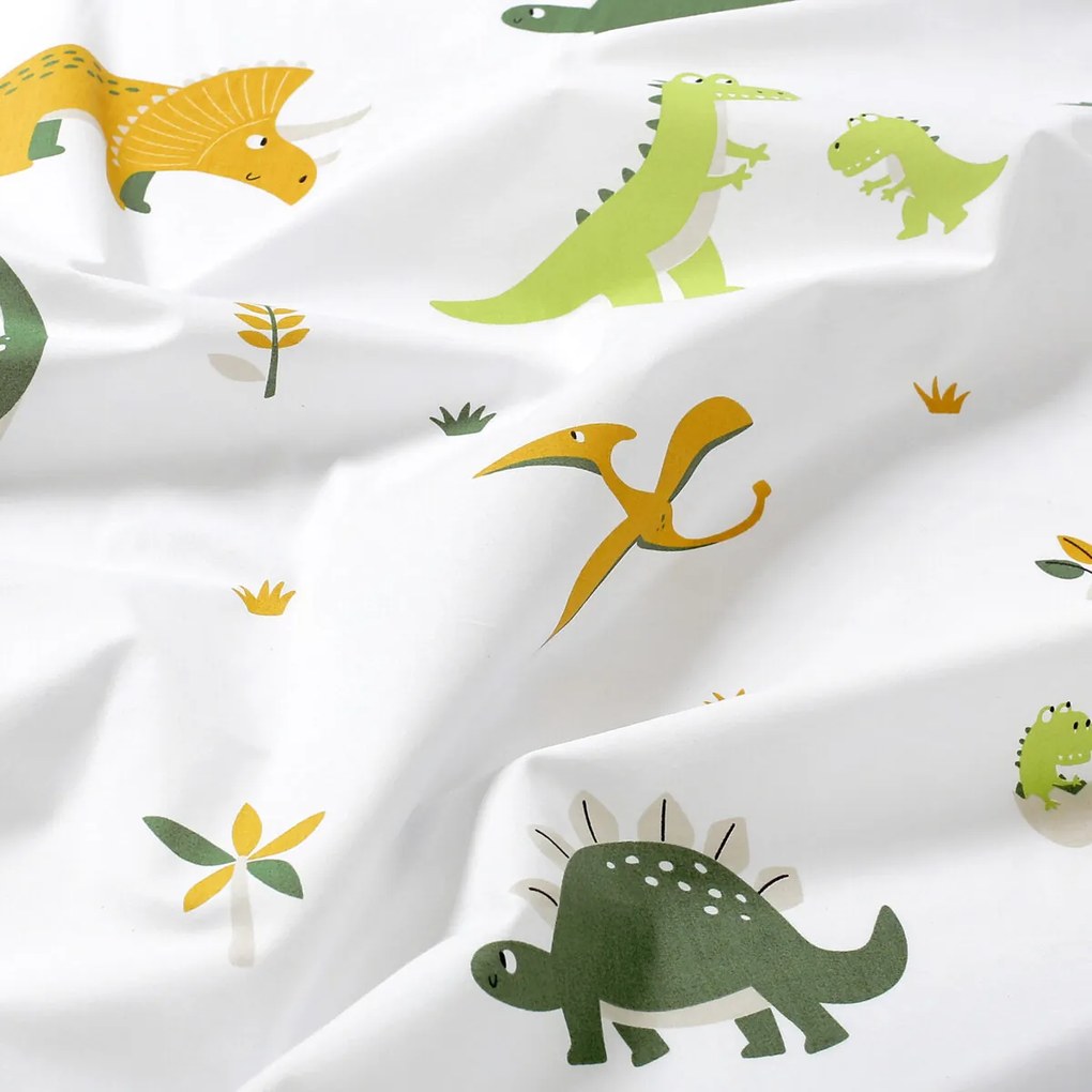 Goldea dětské bavlněné povlečení duo - dinosauří dobrodružství s medově žlutou 150 x 200 a 50 x 60 cm