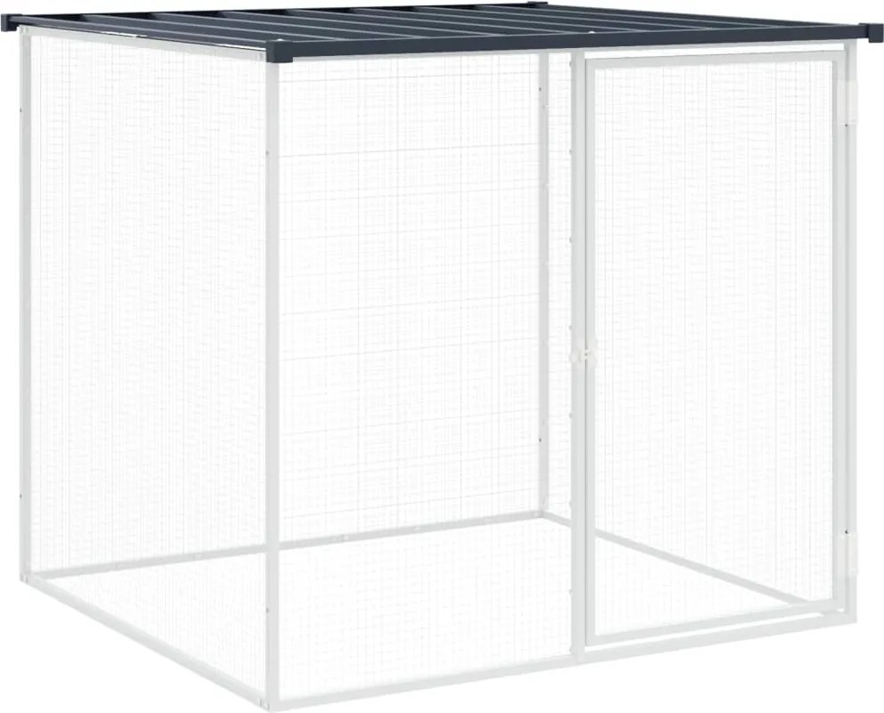 Klec pro kuřata se střechou antracitová 403 x 98 x 90 cm ocel 3189040