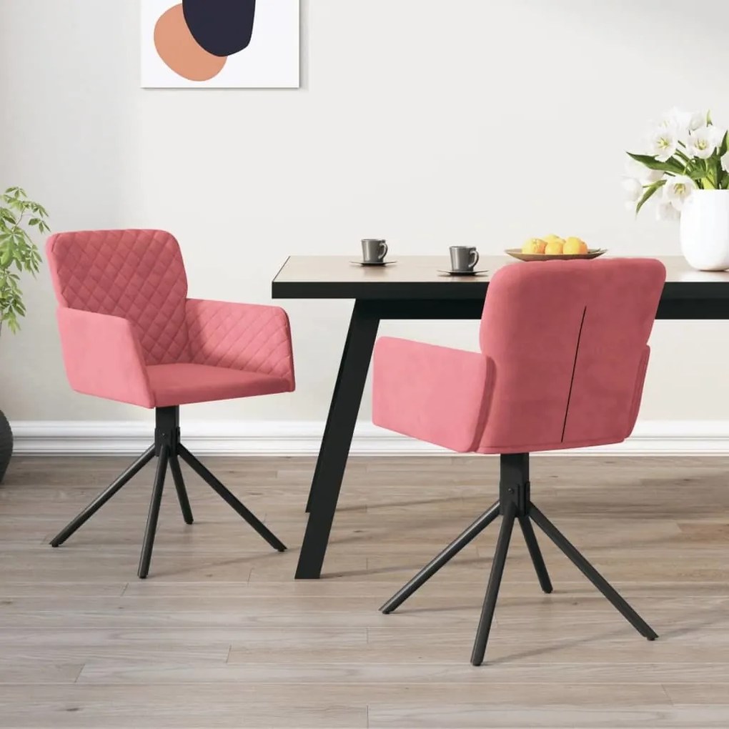 vidaXL Otočné jídelní židle 2 ks samet [344799] Barva: Růžová