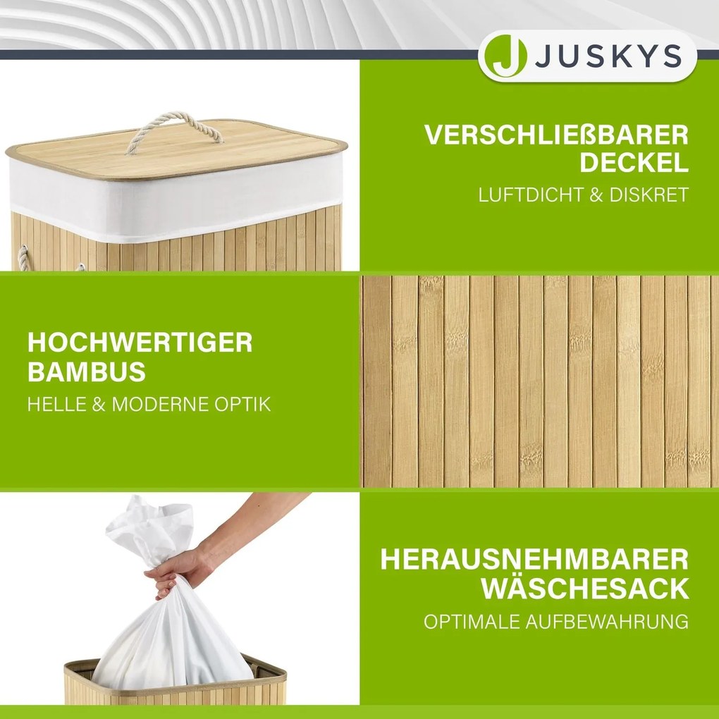 Juskys Bambusový koš na prádlo Curly Barva: hnědá, Velikost: 100 L
