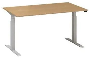 Alfa Office  Výškově nastavitelný kancelářský stůl Alfa Up s šedým podnožím, 140 x 80 x 61,5-127,5 cm, dezén divoká hruška