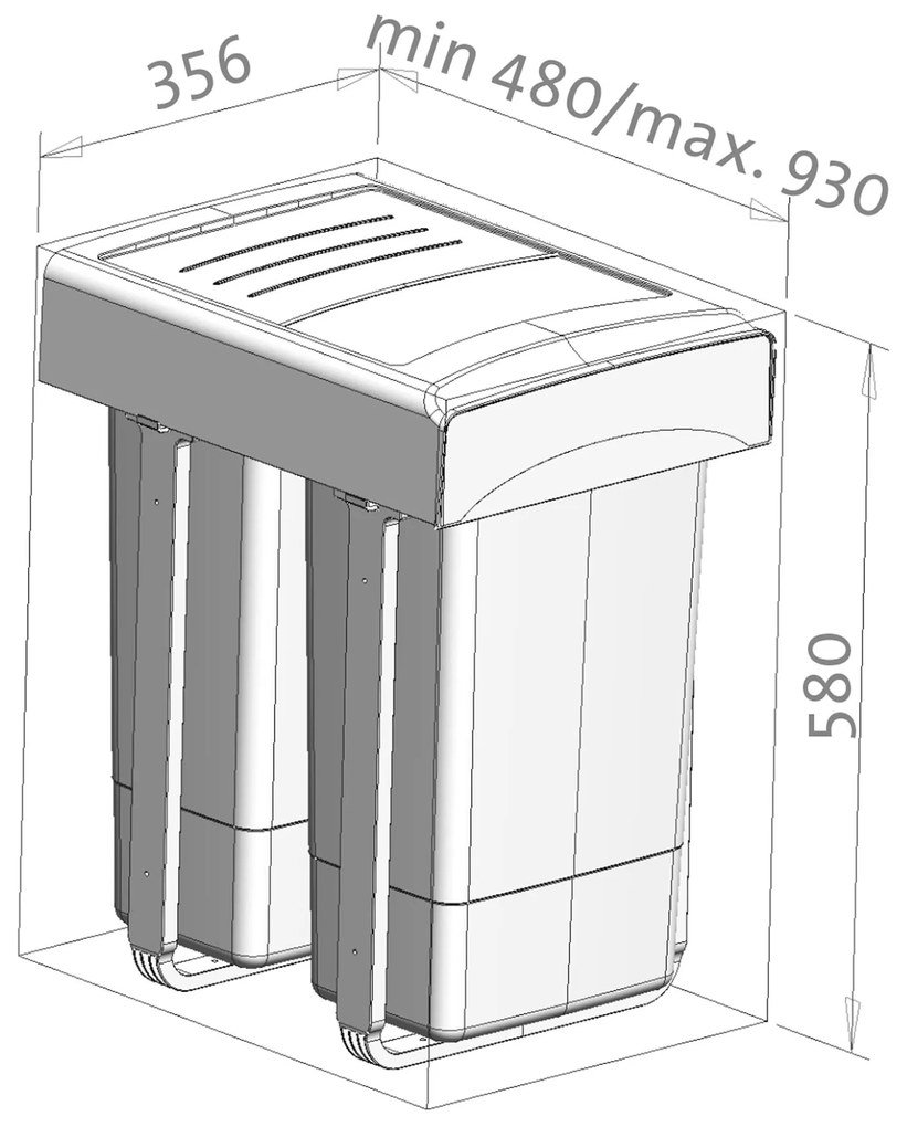 Sinks koš MEGA 45 2x26 l