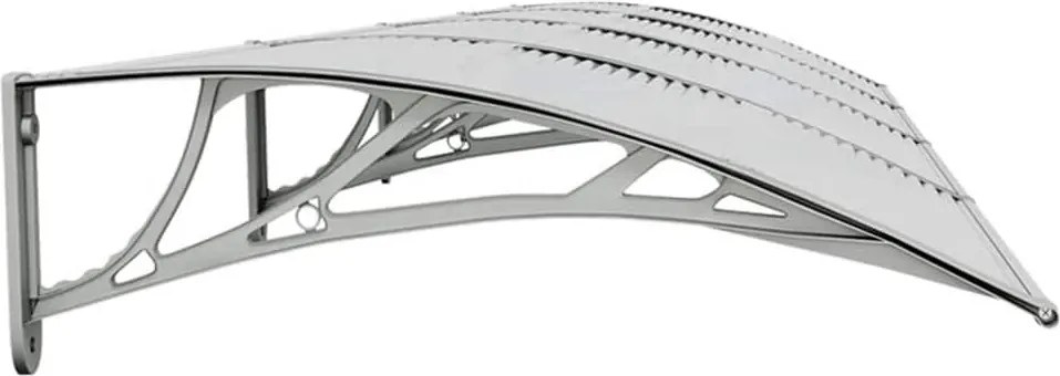 Vchodová stříška šedá a průhledná 350 x 75 cm polykarbonát 153592
