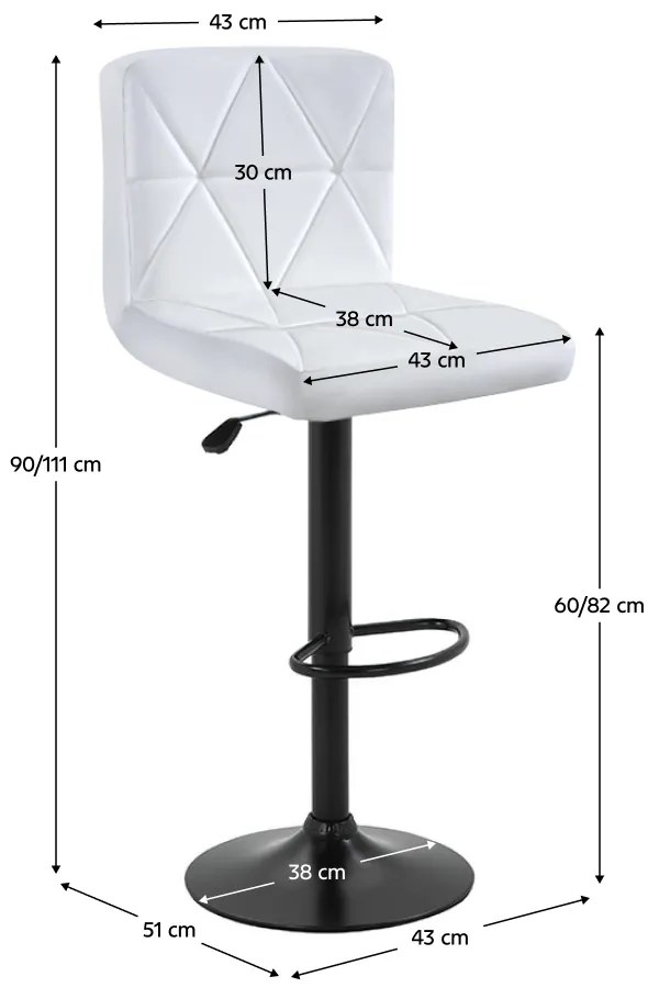 Kondela Barová židle, ekokůže bílá/černá, SELEST