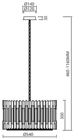 Lustr na řetězu RITZ 12xE14/40W/230V pr. 54 cm zlatá