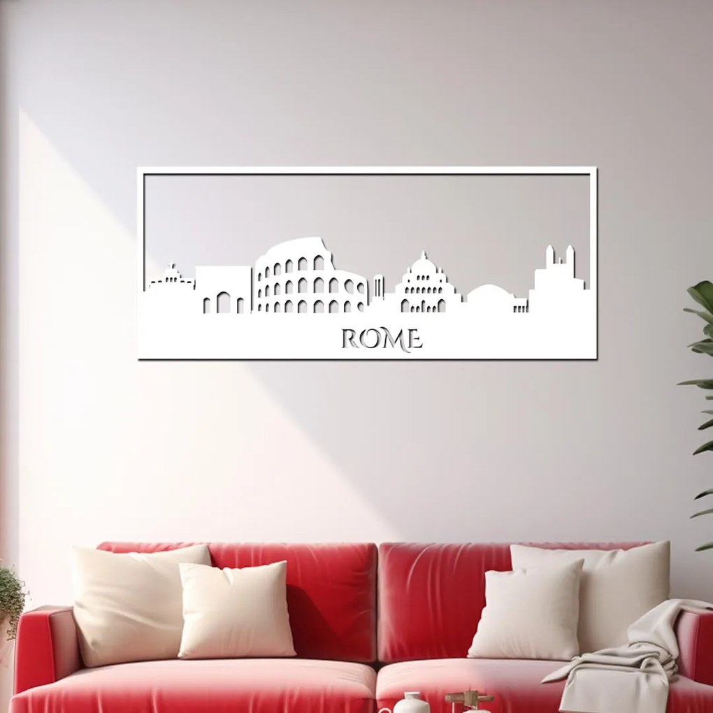 Dřevěná dekorace na zeď ŘÍM Zvolte rozměr (cm): 80x23, Zvolte barvu dekoru: Bílá