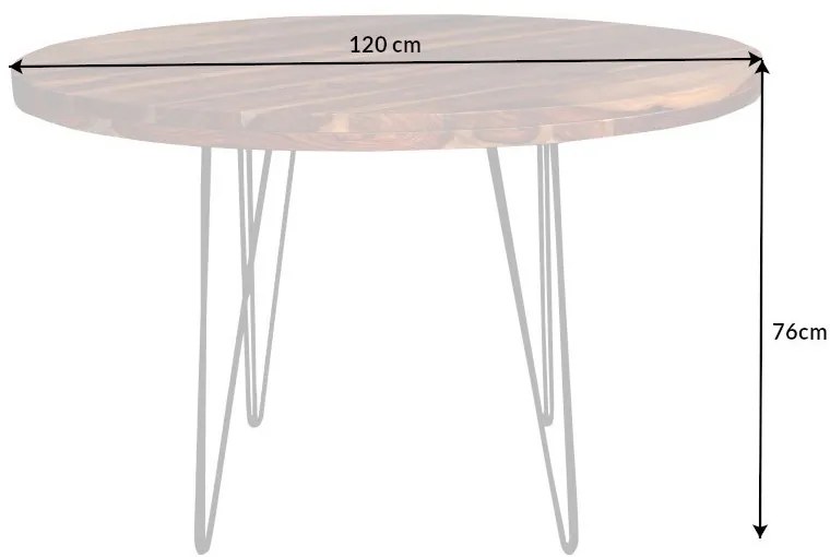 Massive home | Kulatý jídelní stůl Makassar 120 cm masiv sheesham VÝPRODEJ