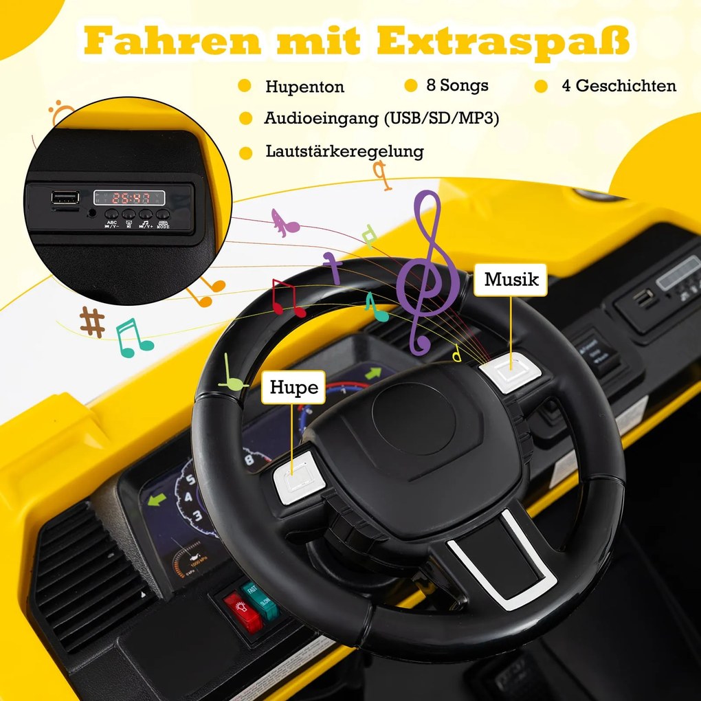 Costway 24 V Elektrické dětské šlapací rypadlo s 4 WD a dálkovým ovládáním