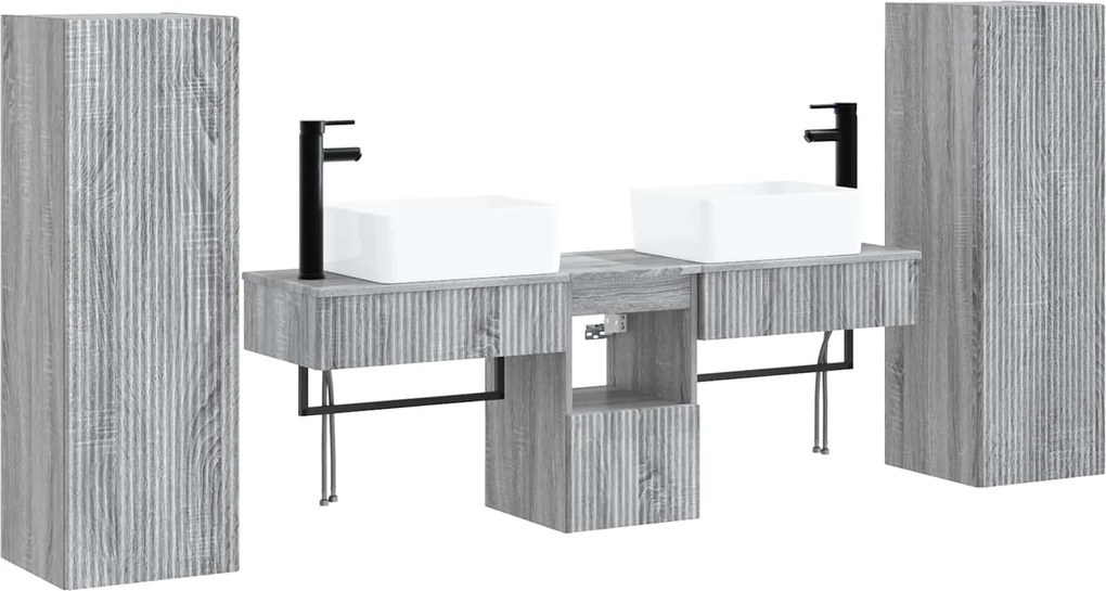 Sada koupelnového nábytku 5 ks Šedý Sonoma 33 x 34,5 x 100 cm 3405979