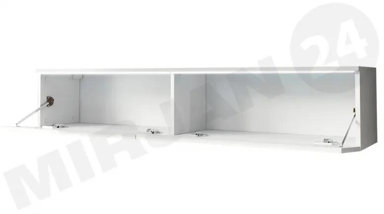 TV stolek Dlone 140, Barva: bílá / bílý lesk, Osvětlení: osvětlení LED - bílé