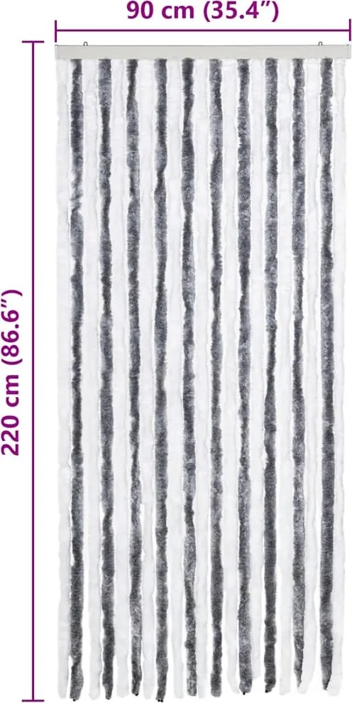 Závěs proti hmyzu šedý a bílý 90 x 220 cm Chenille 241224