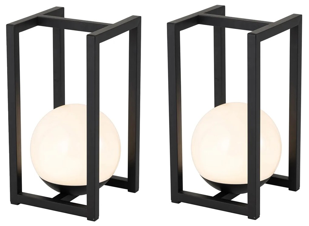 Sada 2 venkovních stolních lamp černých s dotykovým ovládáním a dobíjením - Nowi