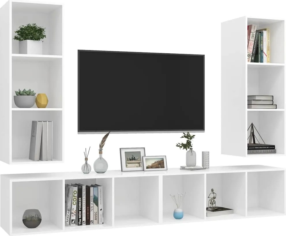 Nástěnné TV skříňky 4 ks bílé dřevotříska 3079880