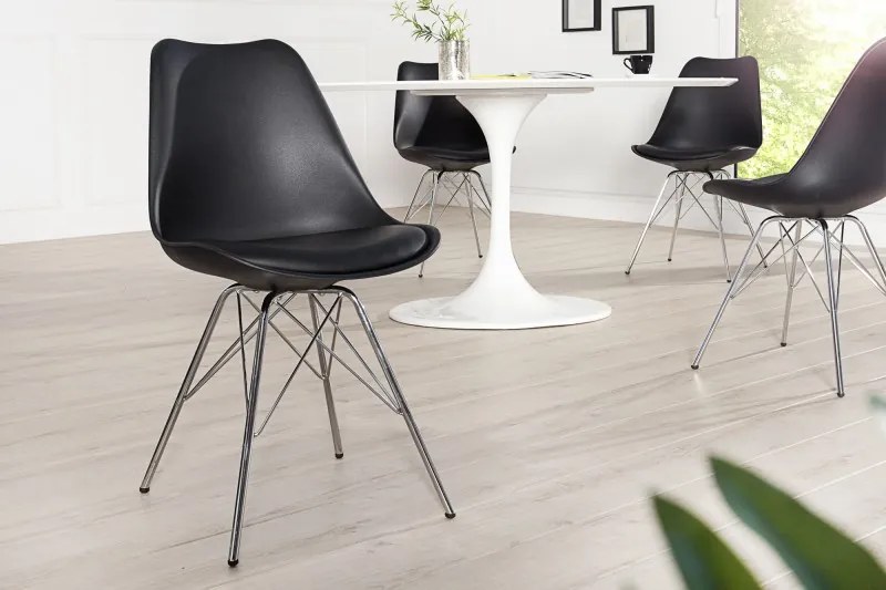 Deflee židle SCANDINAVIA RETRO black I ZDL36185100% polyuretan -syntetická kůže, plast, chrom  50 cm x 85 cm x 60 cm