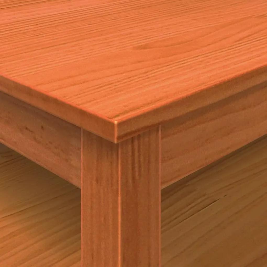 Konferenční stolek voskově hnědý 100x100x40 cm masivní borovice - Default Title