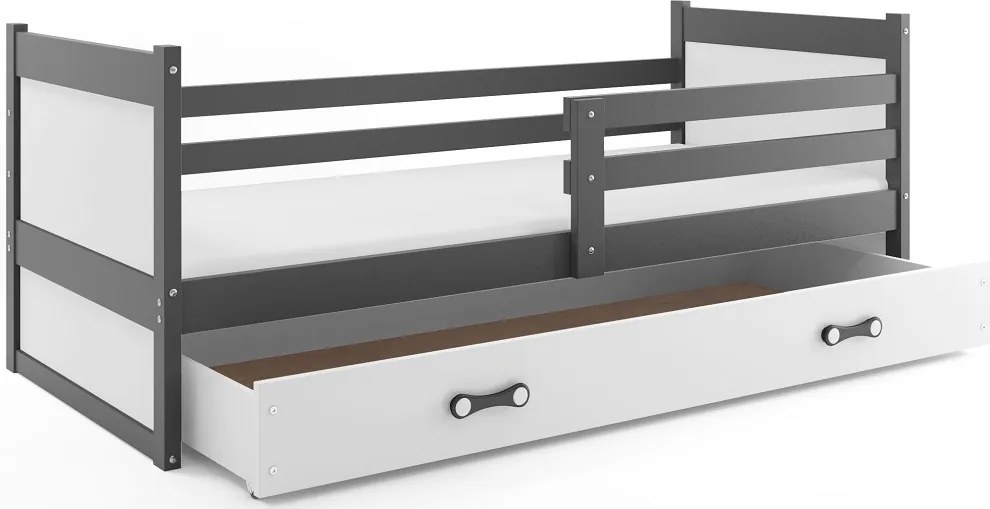 BMS Group Dětská postel s úložným prostorem RICO grafit Velikost postele: 200x90 cm, Barva výplní: Bílá