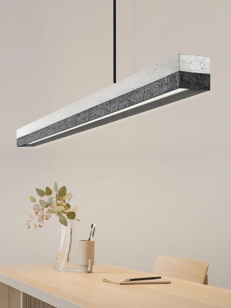 Lineární svítidlo Gant C2 2700K, d. 92cm, spálené dřevo Barva el. vedení: Světle šedá, Povrch - materiál: Tmavý beton, Délka kabelu: 1,8 m
