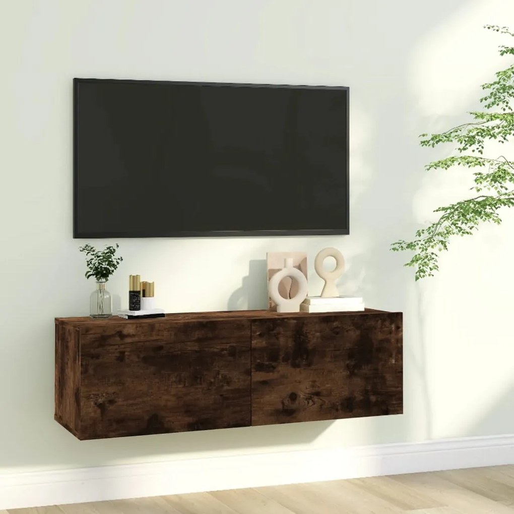vidaXL Nástěnná TV skříňka kouřový dub 100x30x30 cm kompozitní dřevo