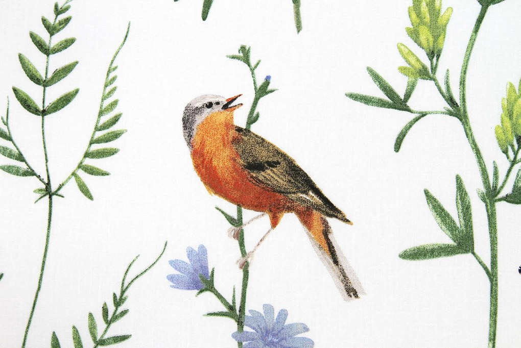 Bavlněné povlečení Louka s ptáčky - nové Velikost: atypický 240 x 220 + 2 x 70 x 90