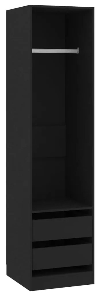 Šatní skříň se zásuvkami černá 50 x 50 x 200 cm dřevotříska - Default Title