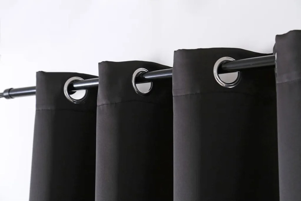 Závěs OXFORD LIGHT 140x250 cm, černý Zavěšení: Řasící páska