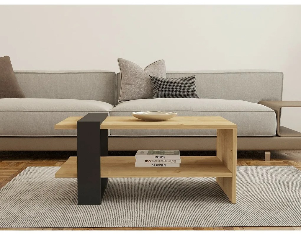 Konferenční stolek Yonca Anthracite and Sapphire Oak