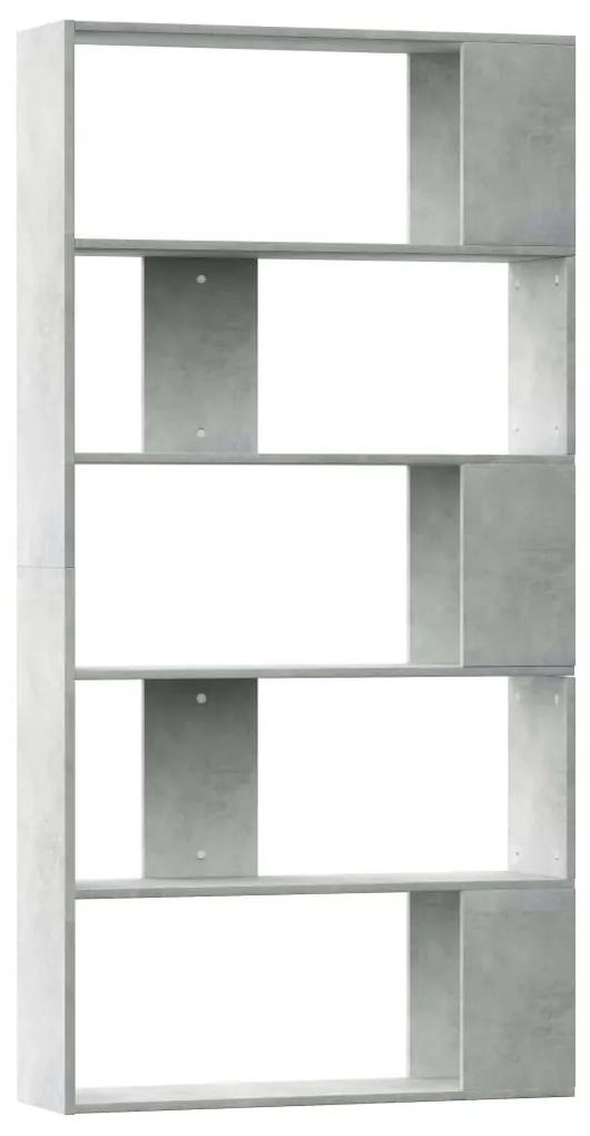 Knihovna/zástěna - betonově šedá - dřevotříska | 80x24x159 cm