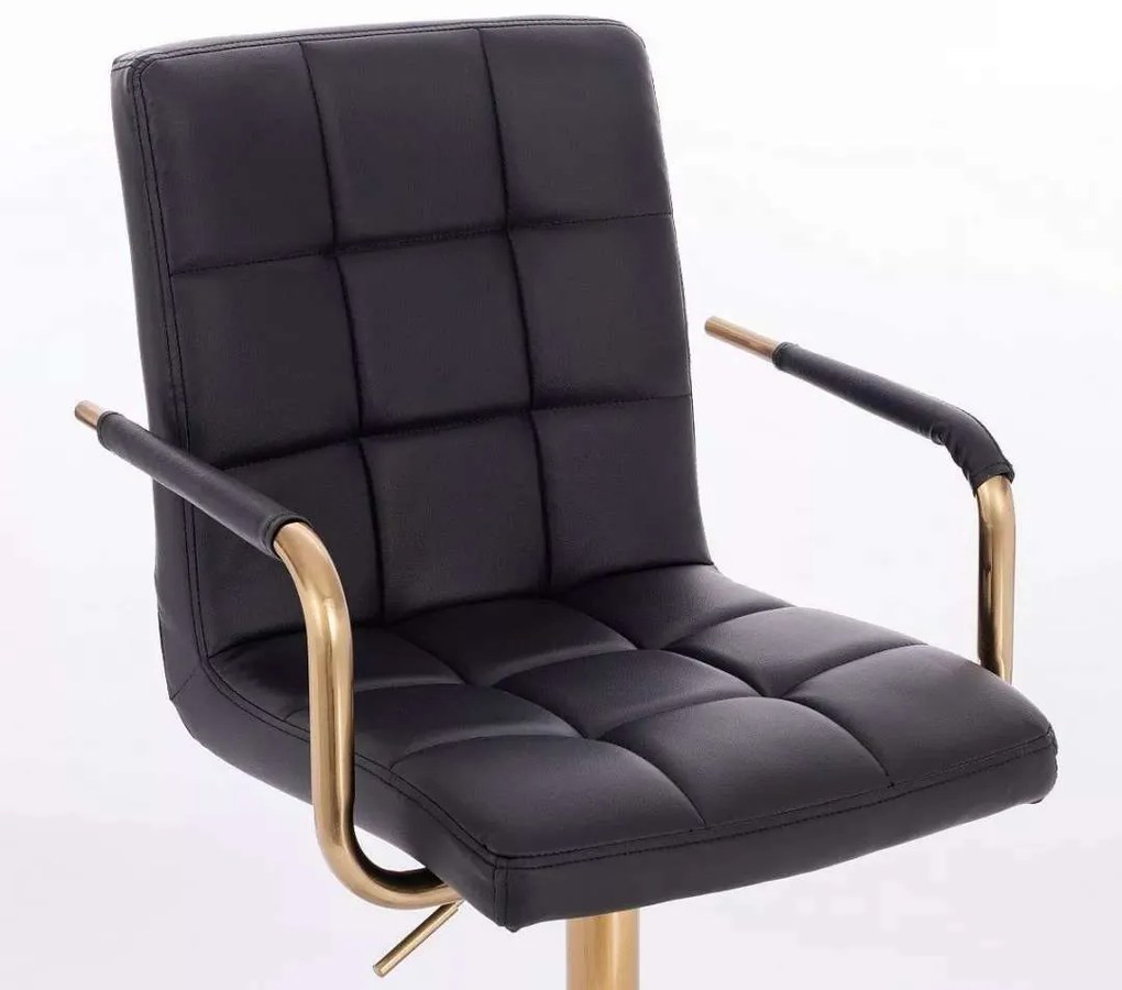 LuxuryForm DESIGN Otočná židle VERONA GOLD na zlaté podstavě s kolečky - černá