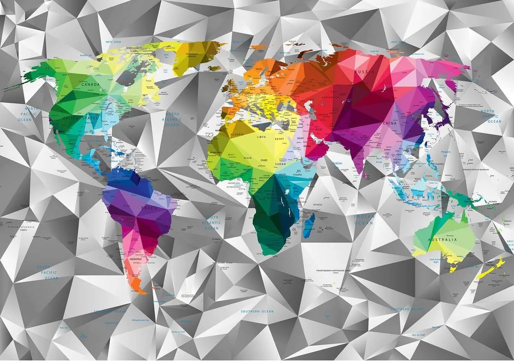 Fototapeta - Barevná mapa světa (254x184 cm)