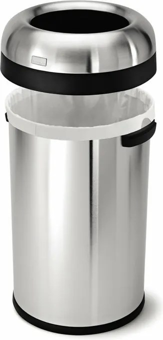 Kulatý otevřený koš 80 l, matná ocel, nerez