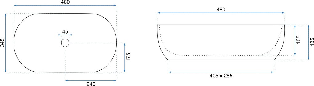 Rea Amelia umyvadlo, 48 x 35 cm, bílá, REA-U0416