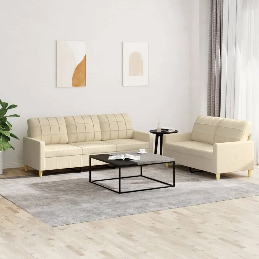 2dílná sedací souprava s poduškami krémová textil 3201308