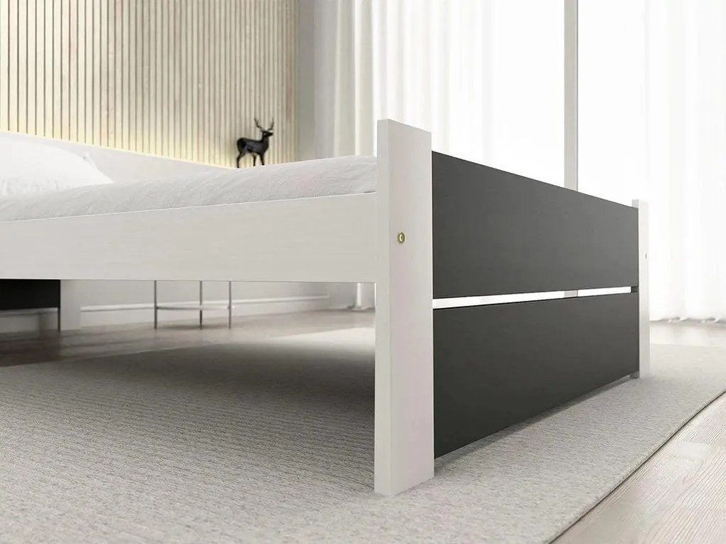 Postel IKAROS DOUBLE 80 x 200 cm, antracit/bílá Matrace: Matrace Coco Maxi 20 cm, Rošt: Bez roštu