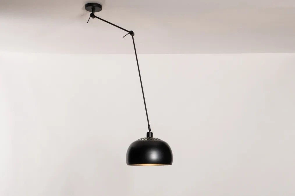 Závěsné černé designové svítidlo nad stůl Snap Light Monaco Black and Black