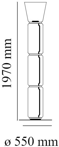 Flos Noctambule F3 High Cylinders Cone Big Base, stojací lampa ze skla se stmívačem, 4x9W + 1x18W LED 2700K, výška 197cm