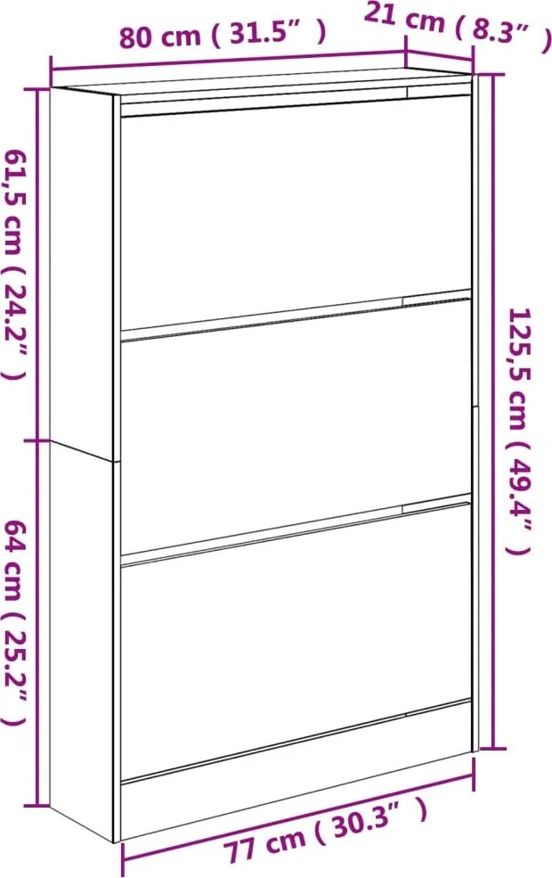 vidaXL Botník 80 x 21 x 125,5 cm kompozitní dřevo [839926] Barva: Černá