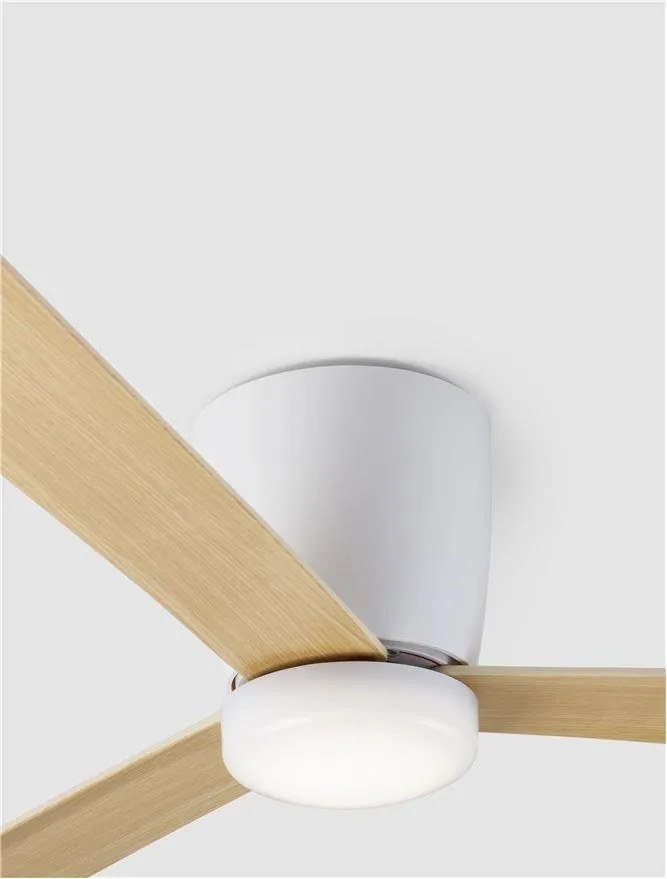 NV 9952335 Stropní ventilátor DELL tělo z hliníku dřevo a matná bílá 3ABS dřevěné listy - NOVA LUCE