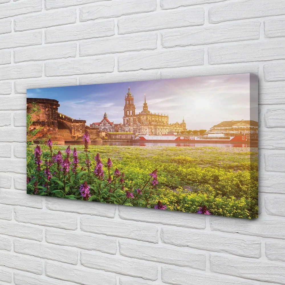 Obrazy na plátně Německo Sunrise River 100x50 cm