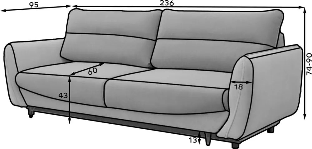 Béžová žinylková rozkládací/s úložným prostorem pohovka 236 cm Silva – ELTAP