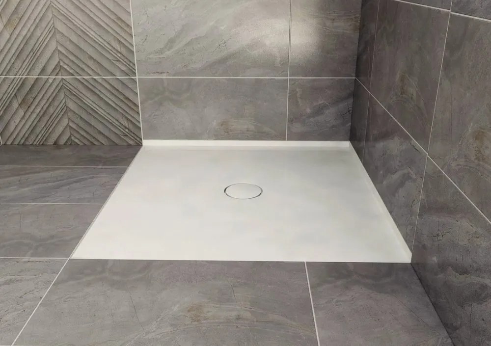 Polysan MIRAI sprchová vanička z litého mramoru, čtverec 80x80x1,8cm, bílá 73182