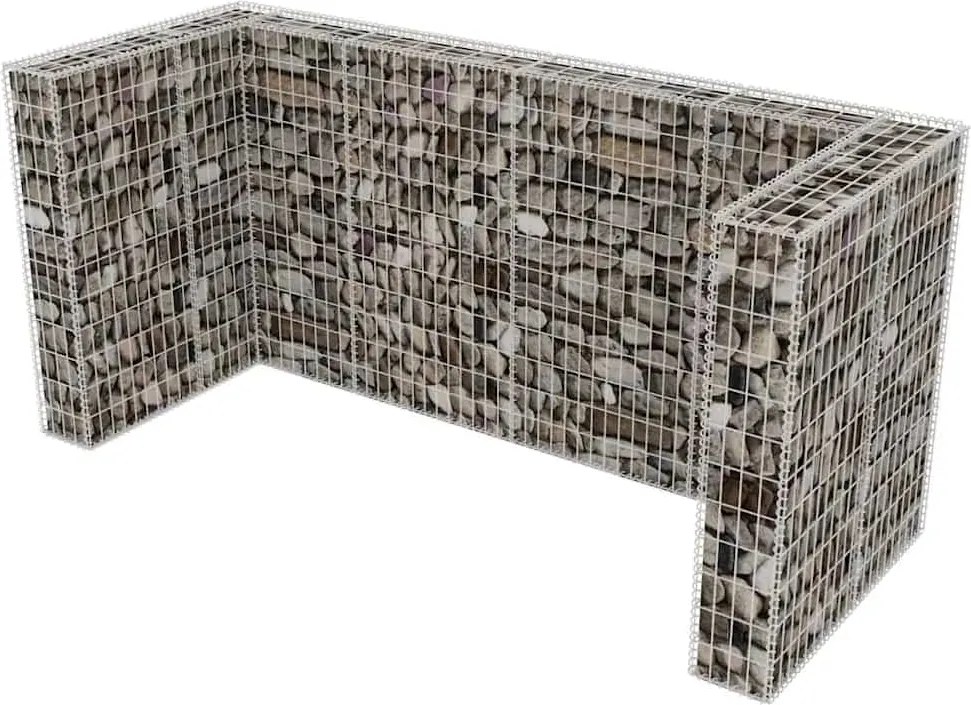 Gabionová zástěna pro 3 popelnice ocelová 250 x 100 x 120 cm 142560