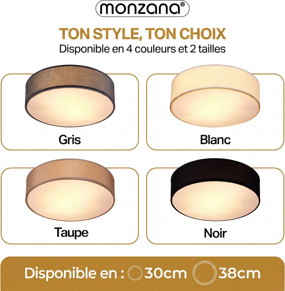 Stropní svítidlo černý textil Ø38cm