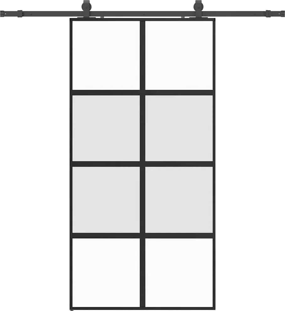 Posuvné dveře se sadou kování černé 102,5x205 cm Tvrzené sklo 3375894