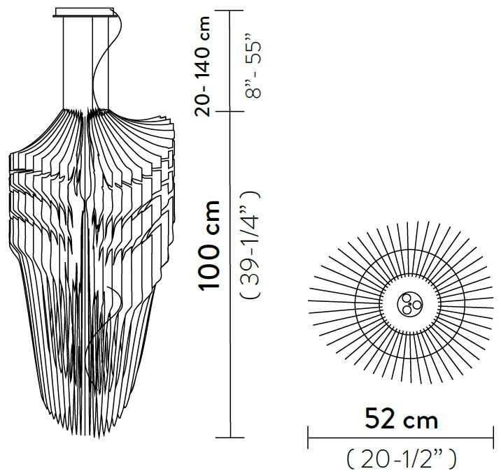 Slamp Avia suspension M, modré svítidlo od Zaha Hadid - limitovaná edice, 3x12W E27 + 7W Spot LED PAR 20, 100cm
