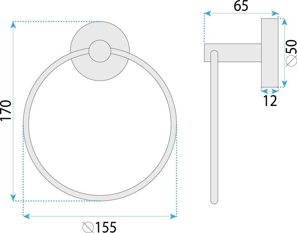 Rea Modern, prstenový věšák na ručníky, 6610, měděná matná, REA-98010