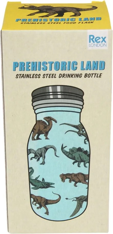 Světle modrá nerezová dětská lahev 250 ml Prehistoric Land – Rex London