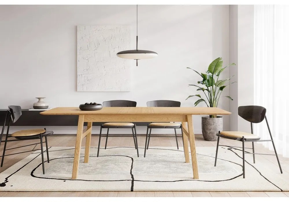 Rozkládací jídelní stůl s přídavnou deskou v dekoru dubu 90x180 cm Curved – Woodman